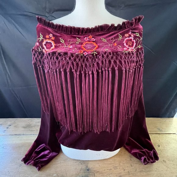 Haley Bob | Tops | Vintage Haley Bobs Burgundy Velvet Embroidered ...